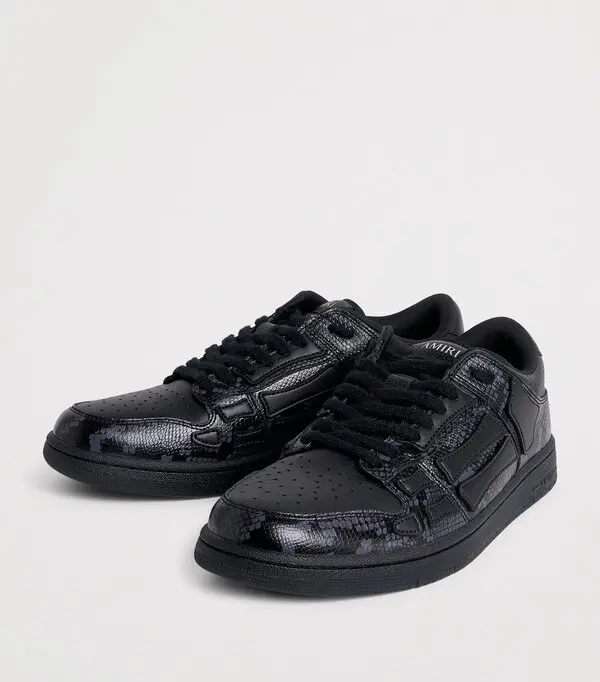 Amiri Leather Python-print Skel Top Low Sneakers