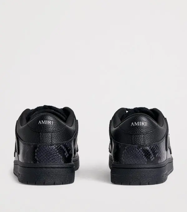 Amiri Leather Python-print Skel Top Low Sneakers