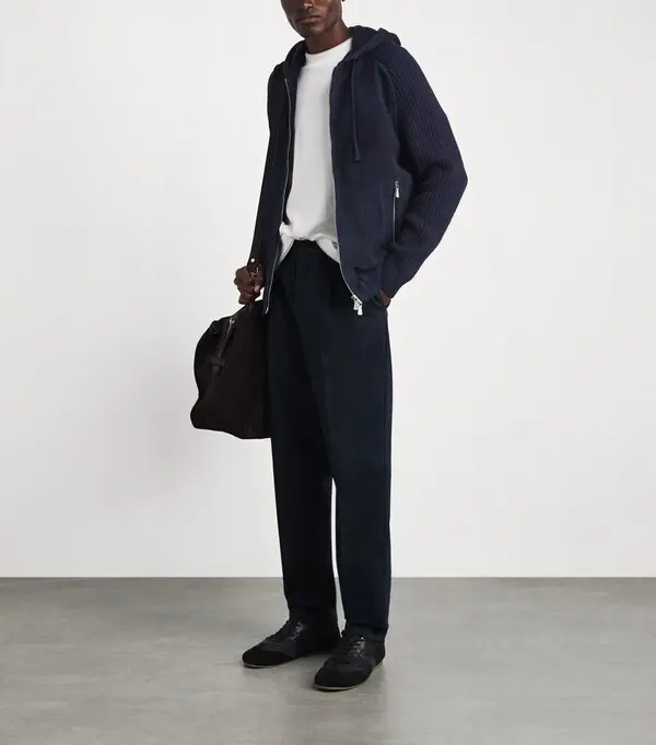 Eleventy Suede-trim Padded Jacket