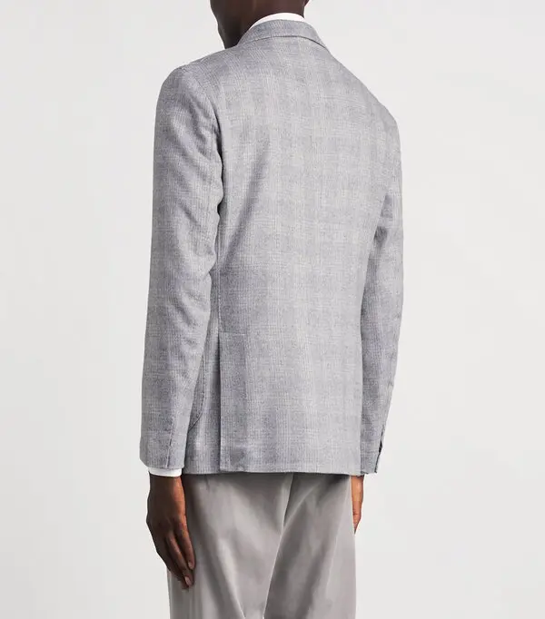 Eleventy Silk-cashmere Check Unstructured Blazer