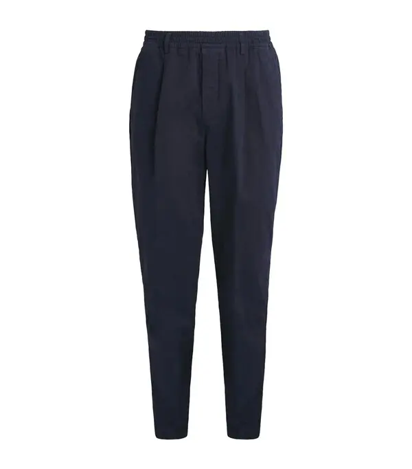Eleventy Stretch-cotton Pleated Straight Trousers