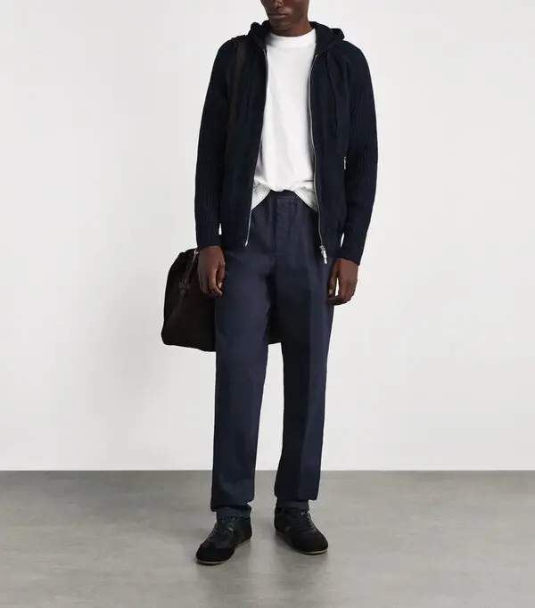 Eleventy Stretch-cotton Pleated Straight Trousers