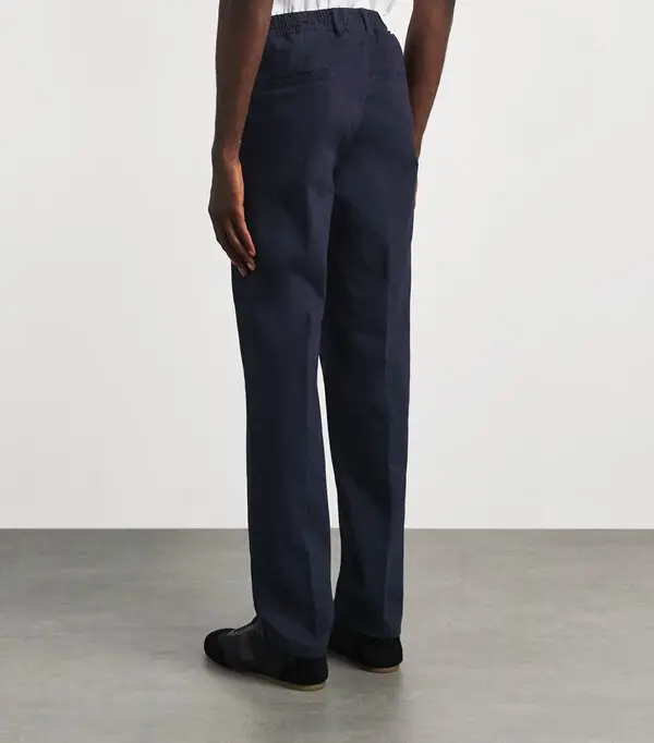 Eleventy Stretch-cotton Pleated Straight Trousers