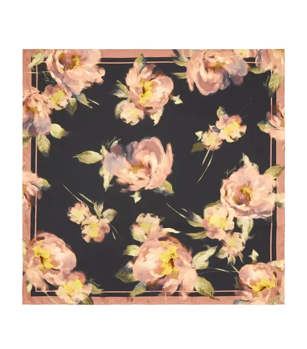 Harrods Silk Midnight Rose Scarf