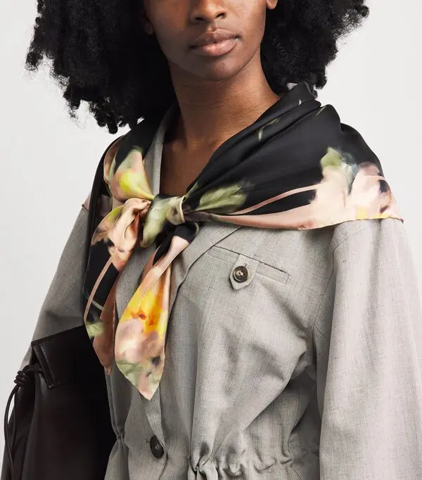 Harrods Silk Midnight Rose Scarf