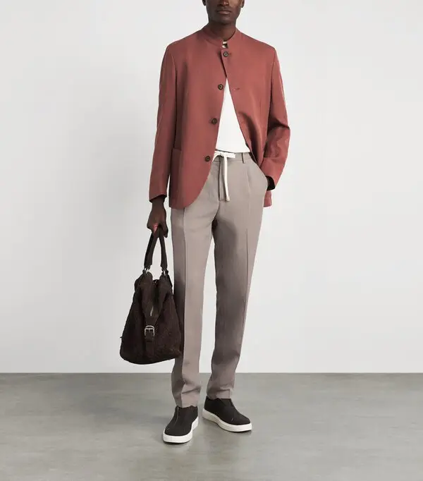 Eleventy Drawstring Pleated Straight Trousers