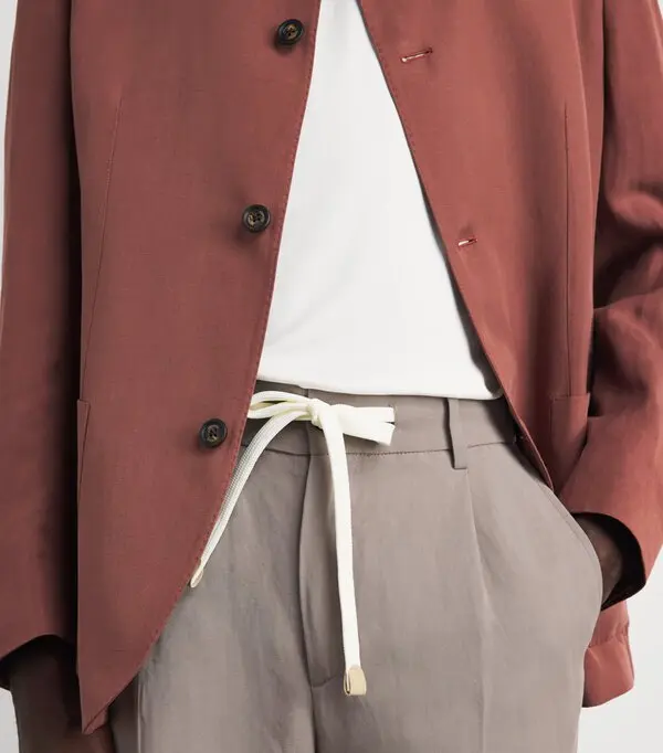 Eleventy Drawstring Pleated Straight Trousers