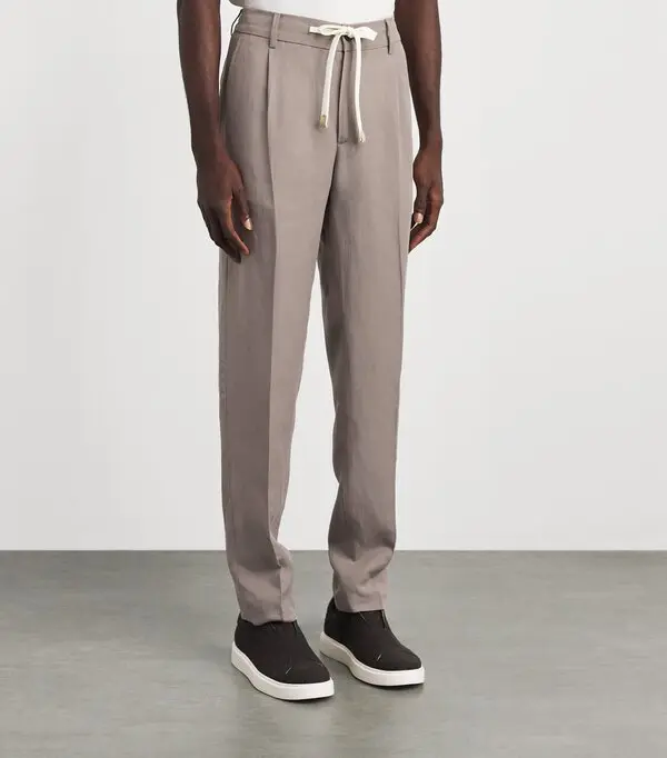 Eleventy Drawstring Pleated Straight Trousers