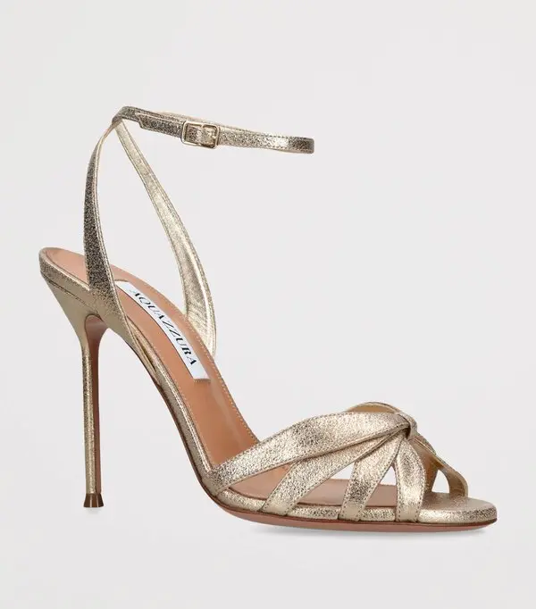 AQUAZZURA Metallic Leather Soulmate Heeled Sandals 105