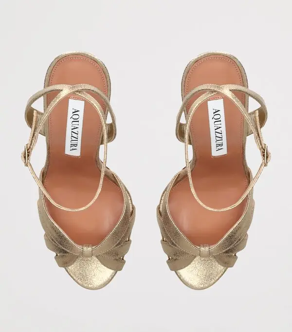 AQUAZZURA Metallic Leather Soulmate Heeled Sandals 105