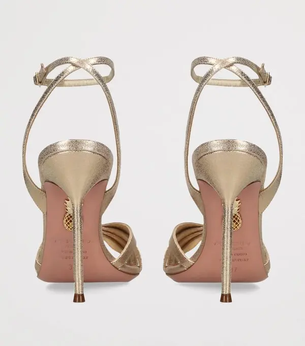 AQUAZZURA Metallic Leather Soulmate Heeled Sandals 105
