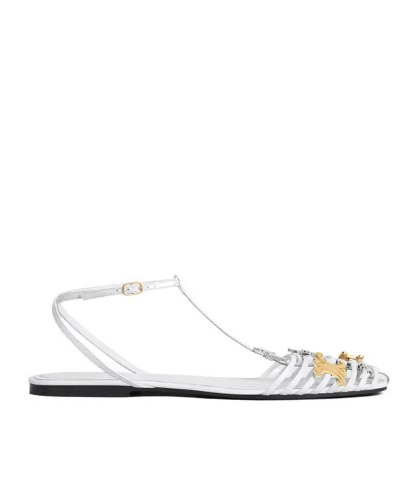 Celine Cage Flat Sandal In Goatskin