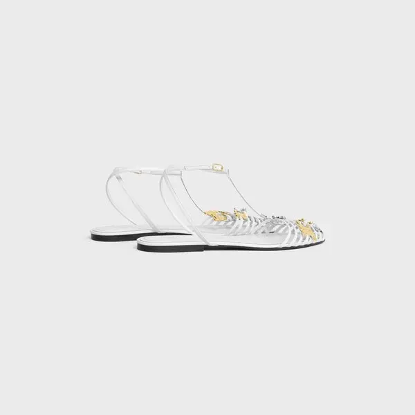 Celine Cage Flat Sandal In Goatskin