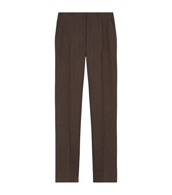 Alexander McQueen Wool Pinstripe Slim Trousers - Brown