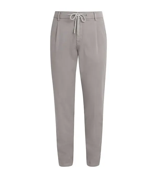 Eleventy Twill Drawstring Pleated Straight Trousers - Green