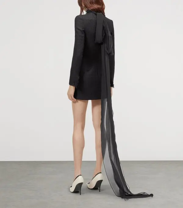 Alexander McQueen Tweed Tie-neck Mini Dress
