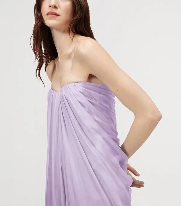 Alexander McQueen Silk Pleated Strapless Gown