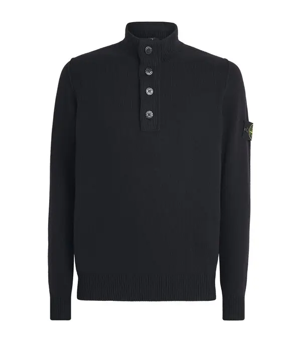 Stone Island Wool-blend Button-up Sweater