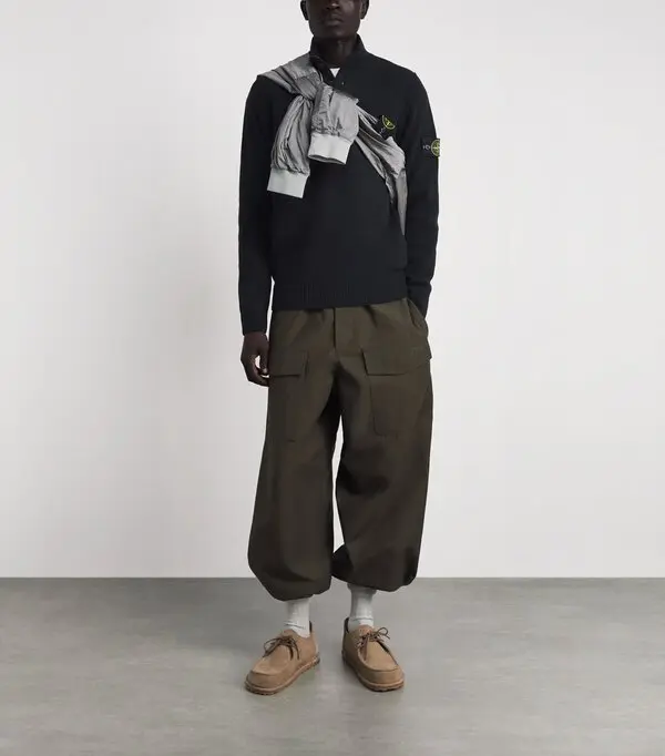 Stone Island Wool-blend Button-up Sweater