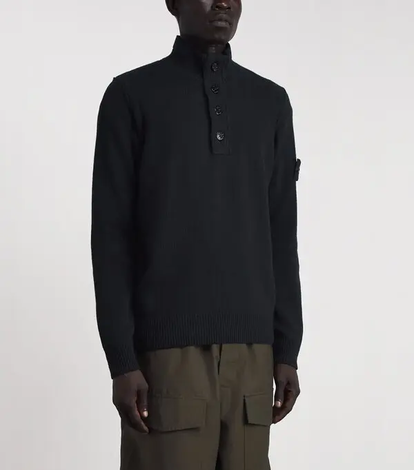 Stone Island Wool-blend Button-up Sweater
