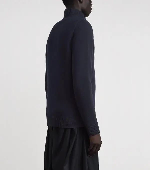 Stone Island Wool-blend Button-up Sweater - Navy