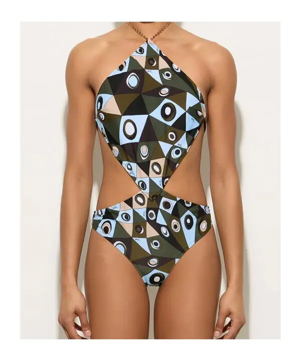 Emilio Pucci Geometric Cut-out Trikini