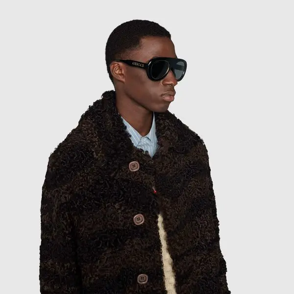 Gucci Logo Lettering Round Frame Sunglasses