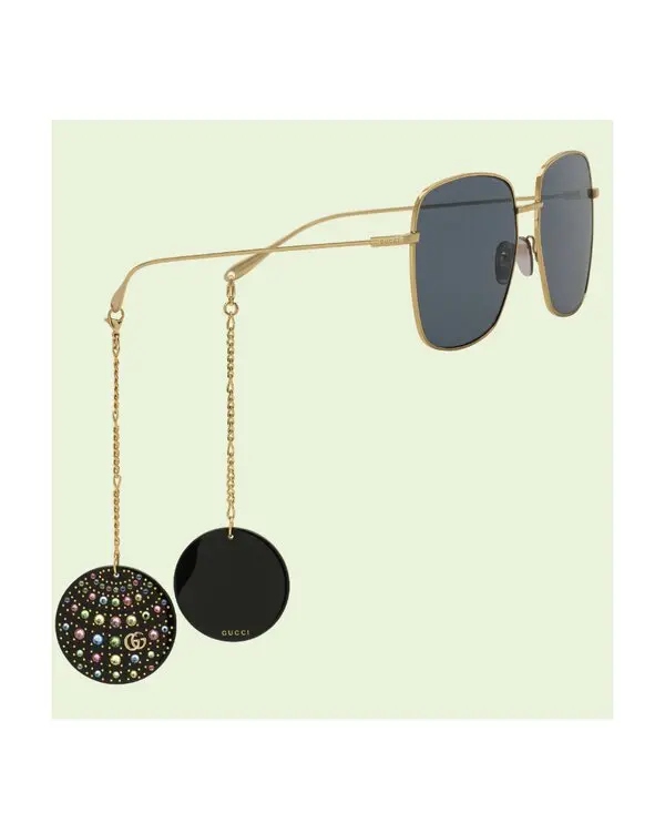 Gucci Square Frame Sunglasses With Disco Charm Detailing