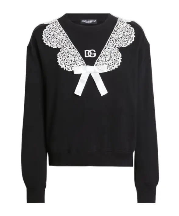 Dolce & Gabbana Lace-detail Sweatshirt - Black
