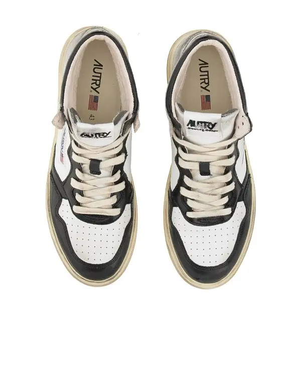 AUTRY Distressed High-top Lace-up Sneakers