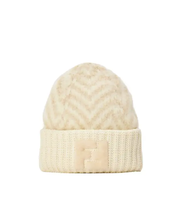 Fendi Soft Knitted Beanie - Nude