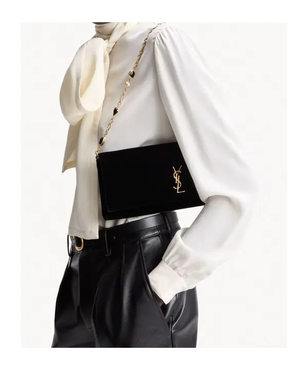 Saint Laurent Kate Clutch In Velvet