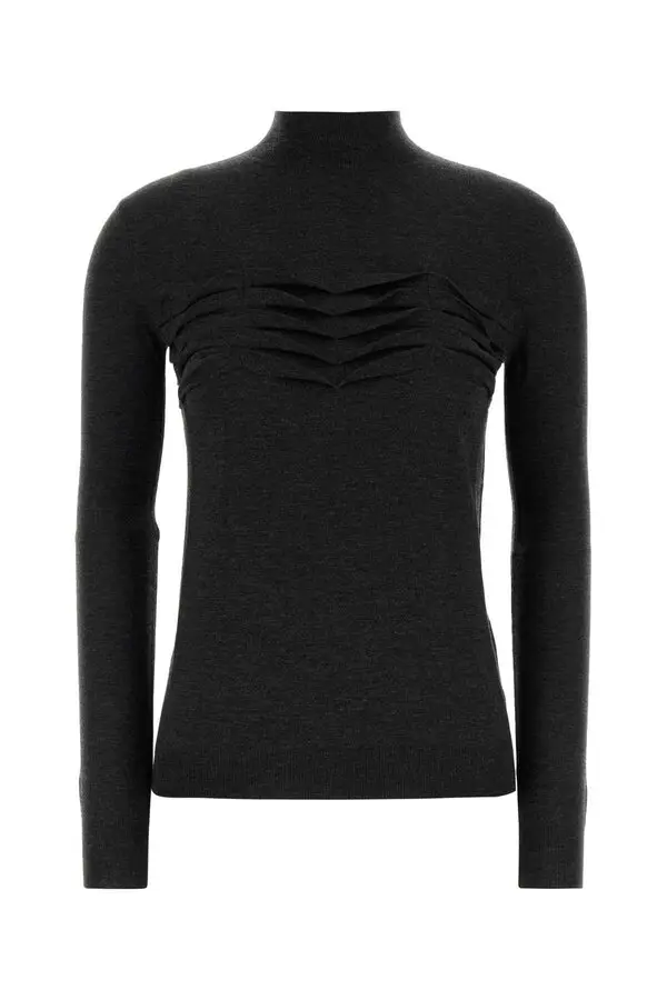 JIL SANDER Charcoal Wool Blend Sweater - Gray