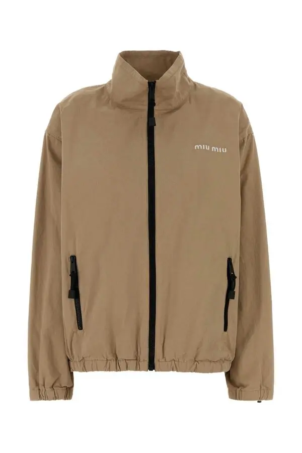 Miu Miu Camel Gabardine Windbreaker - Brown