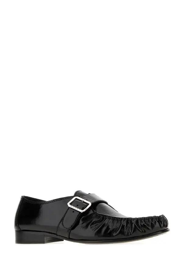 Marni Glossed Leather Buckled Moccasins
