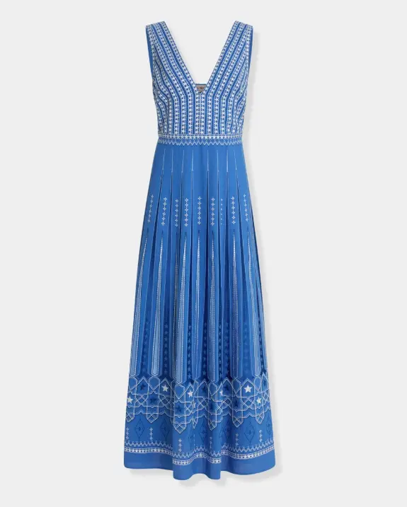 EMPORIO SIRENUSE Nellie Dress With Celestial Embroidery - Blue