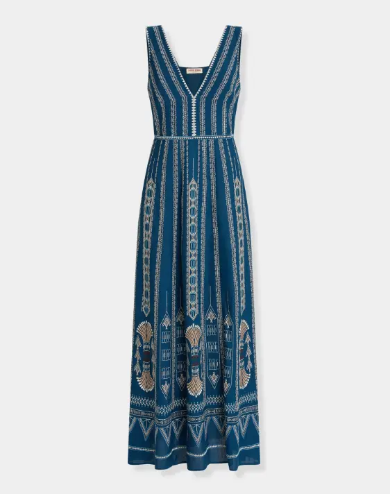 EMPORIO SIRENUSE Majolic Nellie Dress With Ballerina Embroidery - Blue