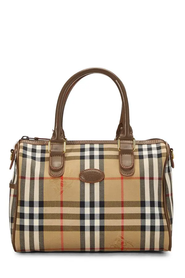 Burberry Haymarket Check Boston Bag - Brown
