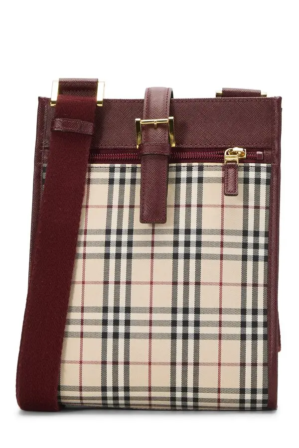 Burberry House Check Jacquard Crossbody - Burgundy