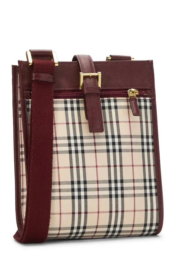 Burberry House Check Jacquard Crossbody - Burgundy