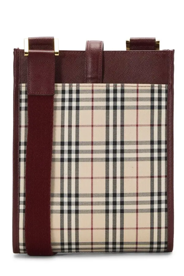 Burberry House Check Jacquard Crossbody - Burgundy