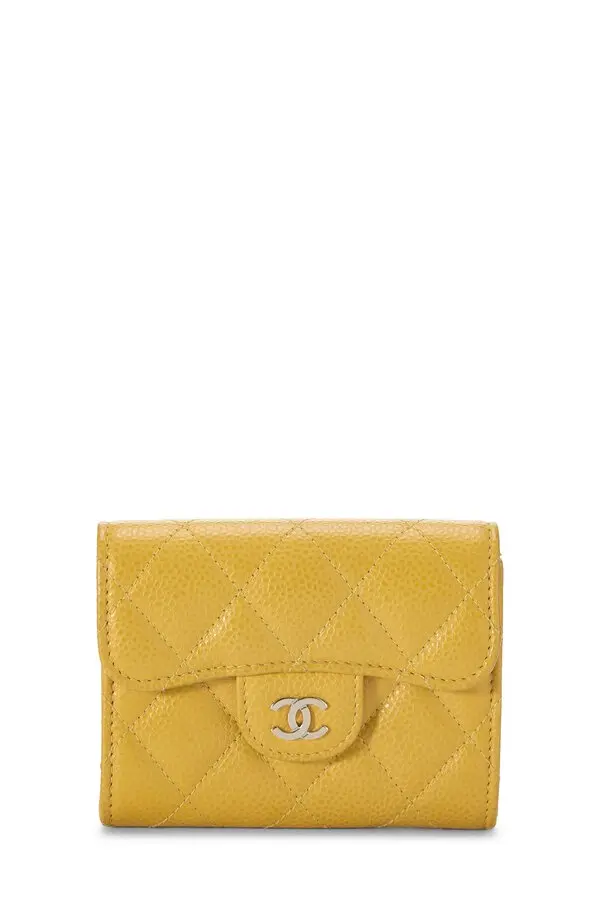 Chanel Caviar Classic Flap Card Holder - Yellow