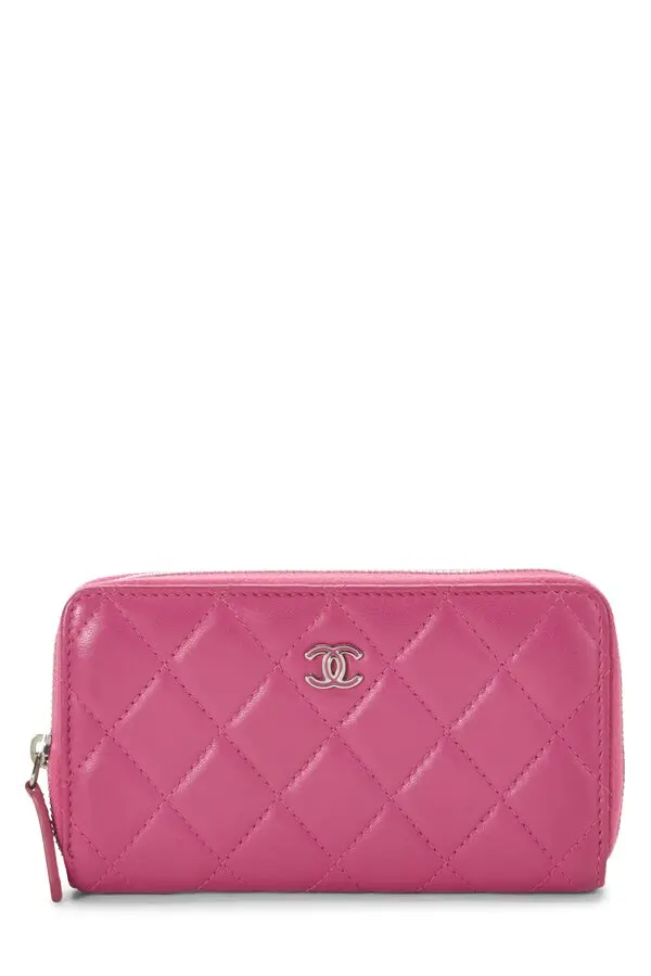 Chanel Quilted Lambskin Compact Zip Around Wallet