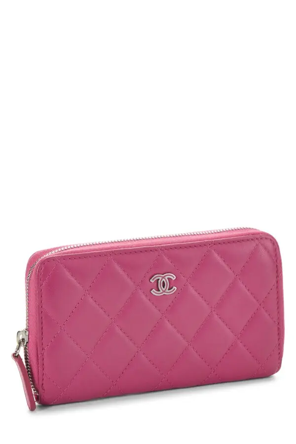 Chanel Quilted Lambskin Compact Zip Around Wallet
