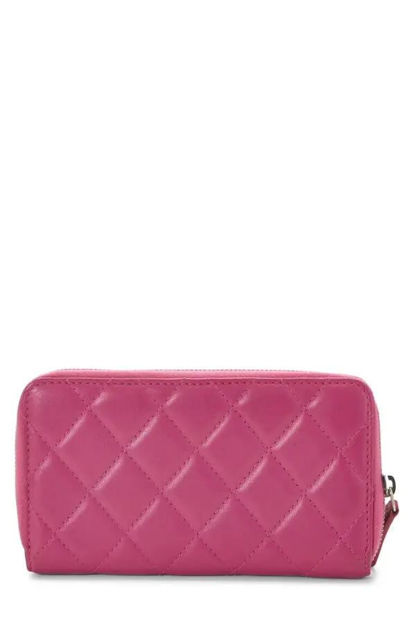 Chanel Quilted Lambskin Compact Zip Around Wallet
