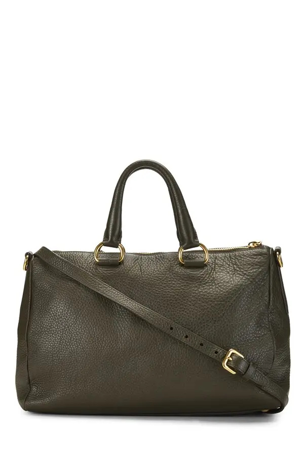 Prada Vitello Daino Convertible Bauletto Handbag - Green