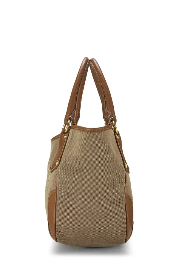 Prada Logo Canvas Tote - Brown