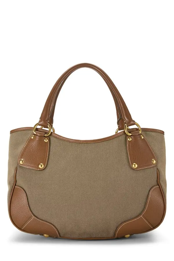 Prada Logo Canvas Tote - Brown
