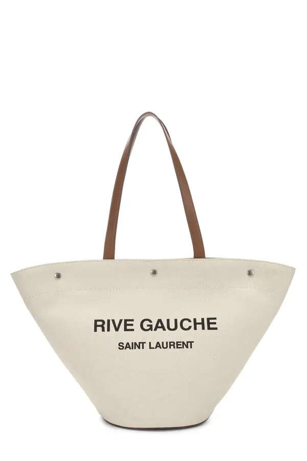 Saint Laurent Linen Rive Gauche Bucket Tote