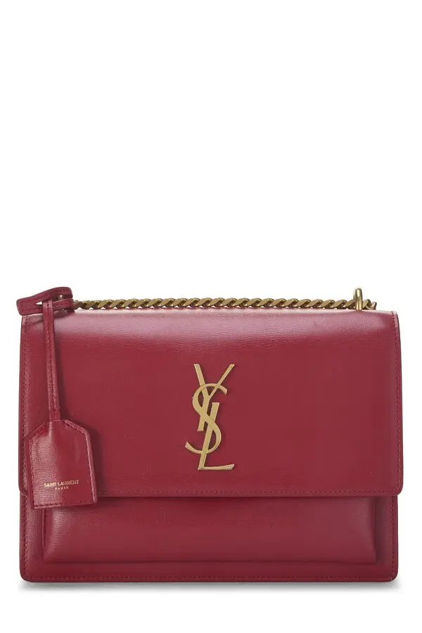 Saint Laurent Calfskin Leather Sunset Shoulder Bag - Red